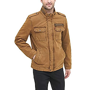 Levi's Men's Washed Cotton Two Pocket Military Jacket (Standard and Big & Tall), Worker Brown, Large