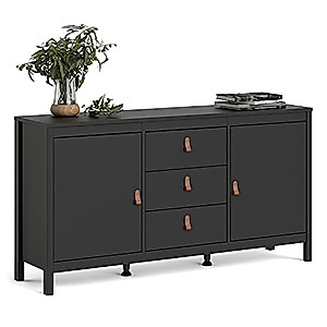 Tvilum, Black Matte Madrid 2 Door Sideboard with 3 Drawers