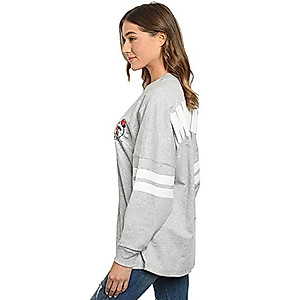 Disney Womens Long Sleeve Jersey Oversized Minnie Mouse (Heather Grey, Large)