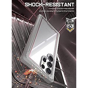 Poetic Guardian Case for Samsung Galaxy S23 Ultra 5G 6.8" (2023) [20 FT Mil-Grade Drop Tested], Built-in Screen Protector Work with Fingerprint ID, Full Body Rugged Shockproof Cover Case, Pink/Clear