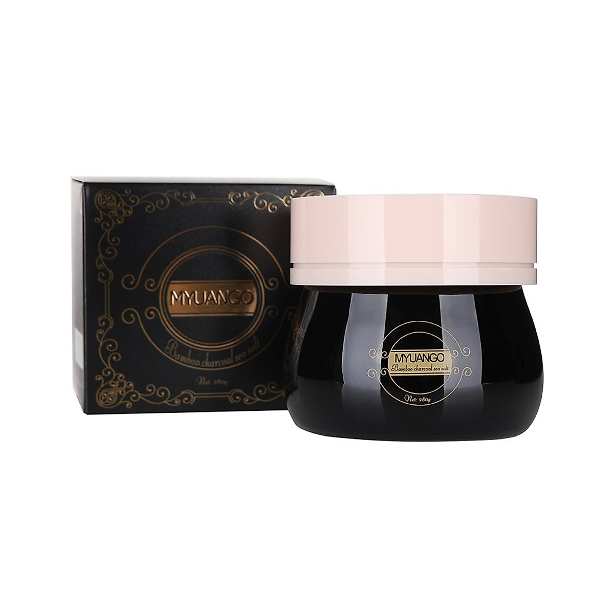 MYUANGO Salt Body Scrub Sea Salt Scrub Activated Charcoal Scrub For Deep Cleansing and Exfoliation Pore Minimizer and Reduces Wrinkles/Acne Scars/Blackhead Remover/Anti Cellulite Treatment