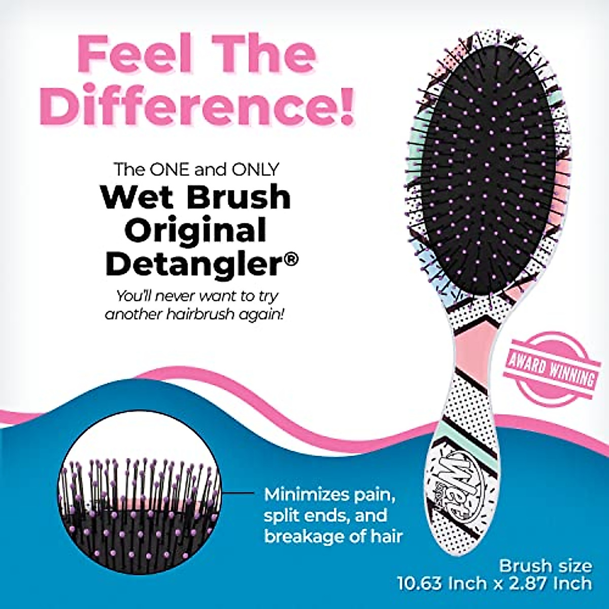 Wet Brush Original Detangler Brush - Throwback, Level Up - All Hair Types - Ultra-Soft IntelliFlex Bristles Glide Through Tangles with Ease - Pain-Free Comb for Men, Women, Boys and Girls