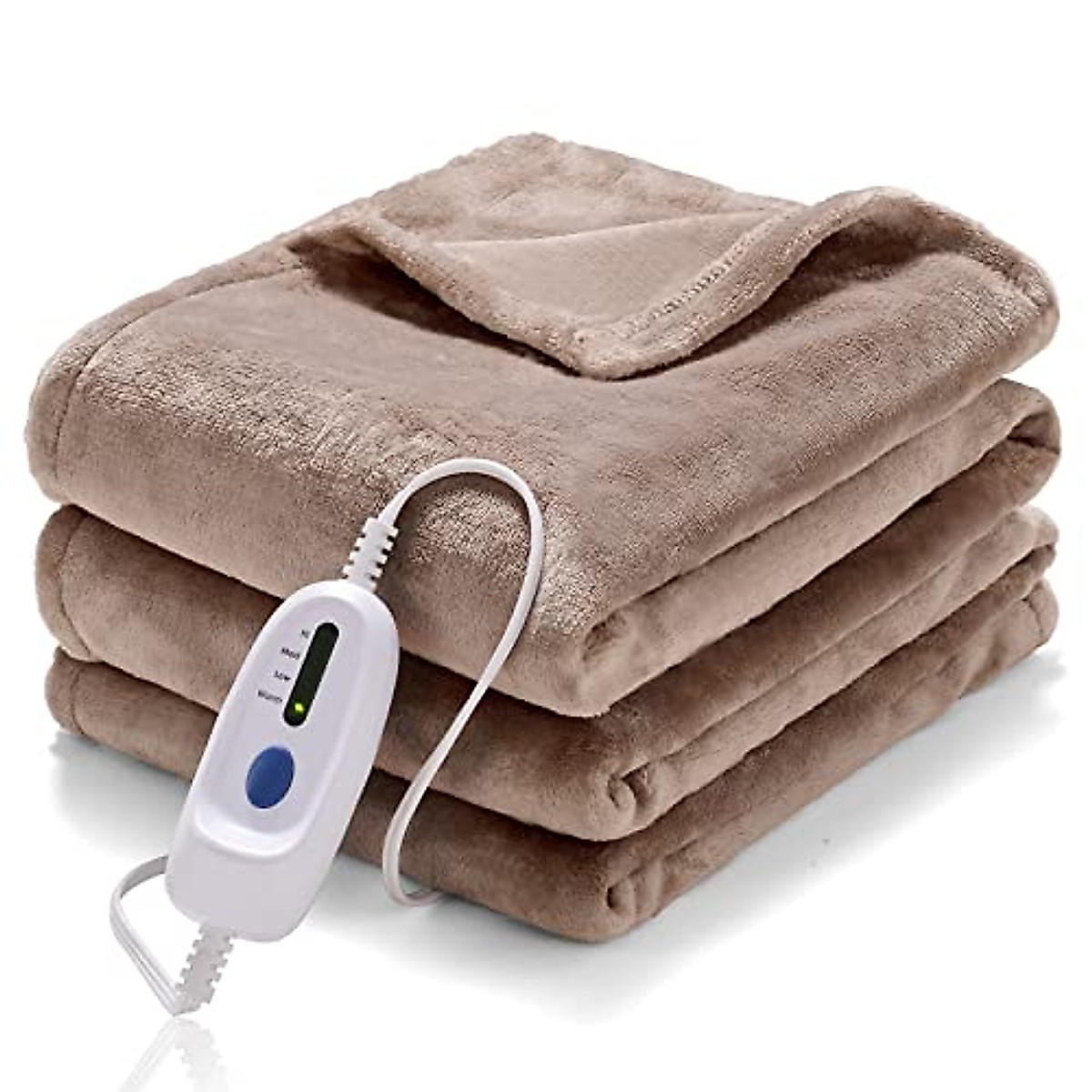 MSDUNOVR Heated Blanket Full Size 72"X84", Soft Electric Blanket with 4 Heating Levels, ETL&FCC Certification, Over-Heat Protection, Machine Washable, for Home Office Use(Brown)