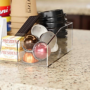Neatsure Coffee Bar Station Organizer, Acrylic Countertop Holder for Pods, Condiments, Stirrers, Snacks, Tea, Bar Accessories, Gift for Lovers, Clear