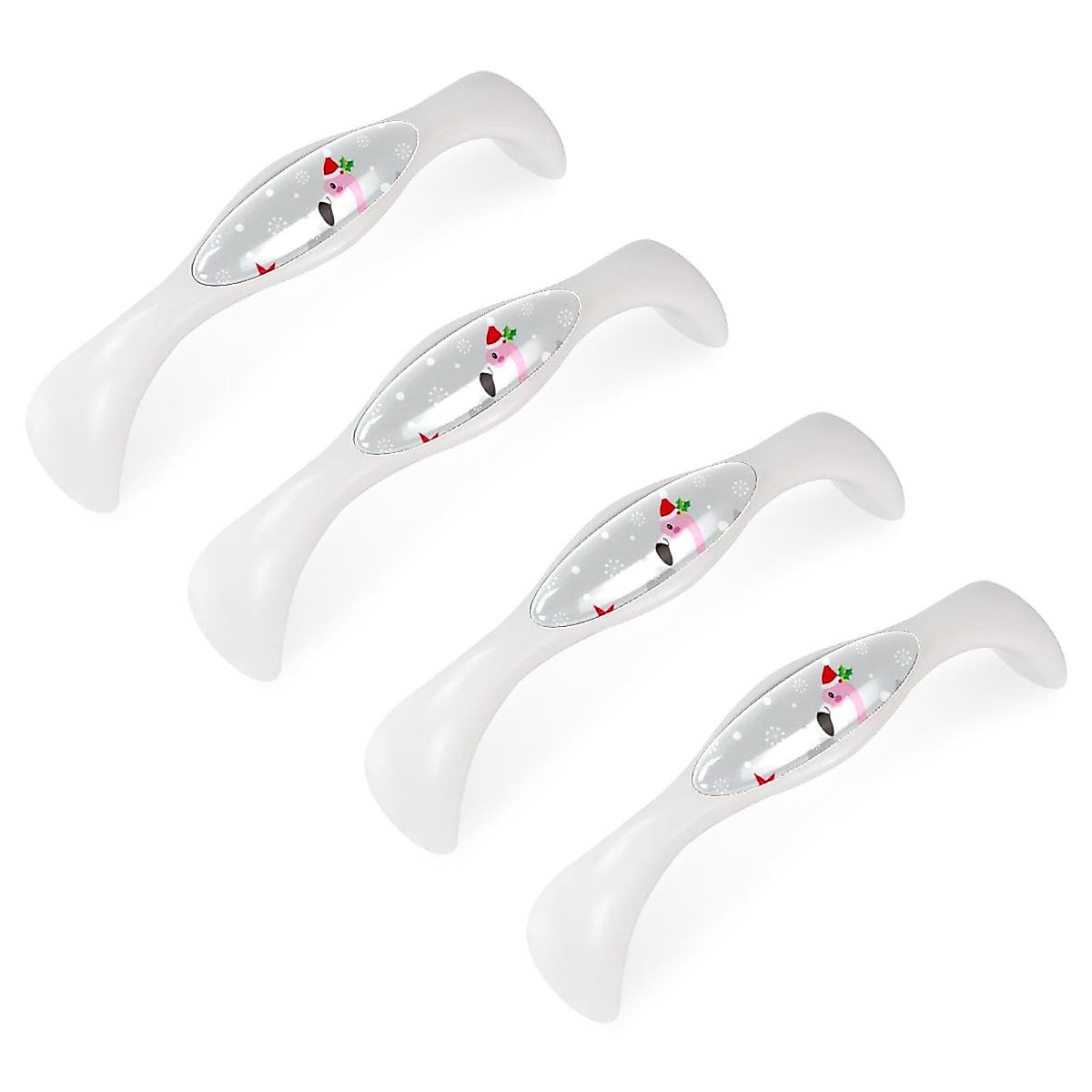 RODAILYCAY Merry Christmas 4 Packs Kitchen Drawer Pulls, Crystal Glass Cabinet Handles Pulls, Cupboard Door Knobs, Kitchen Hardware Pulls for Dresser Drawers