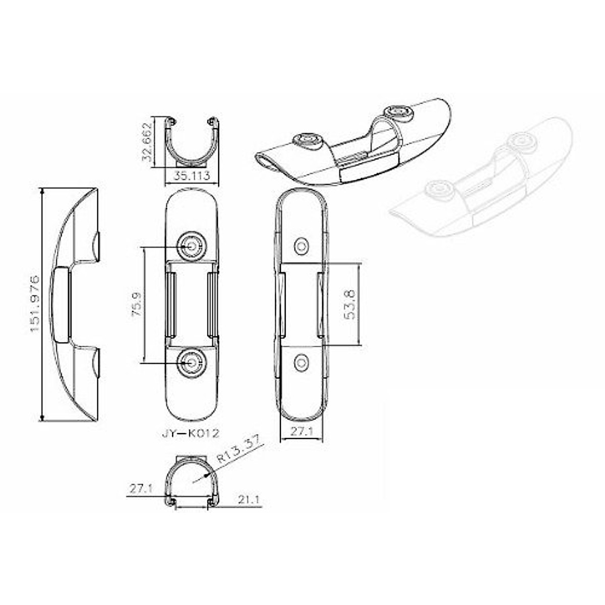 H2o Kayaks Deck Mounted Universal Paddle Clip (Only 1 Needed per Paddle) includes MARINE GRADE STAINLESS STEEL SCREWS