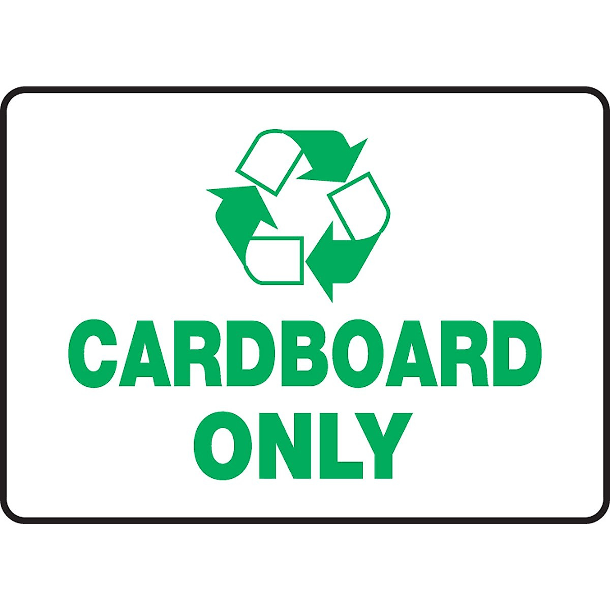 Accuform Signs MPLR557VS Adhesive Vinyl Recycle Sign, Legend "CARDBOARD ONLY" with Graphic, 7" Length x 10" Width x 0.004" Thickness, Green on White