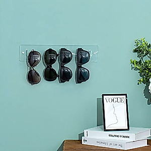 MyGift Modern Wall Mounted Clear Acrylic Sunglasses Hanger Rack, Eyewear Display Rail Holder