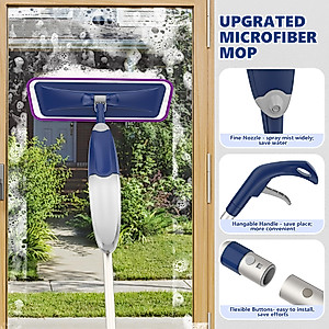 Microfiber Spray Floor Mop, Wet Dry Mop for Floor Cleaning Hardwood Floor Mop with 4 Reusable Washable Pads, Dust Cleaning Mop Flat Mop with Sprayer for Wood Laminate Tile Vinyl Kitchen Bathroom Floor