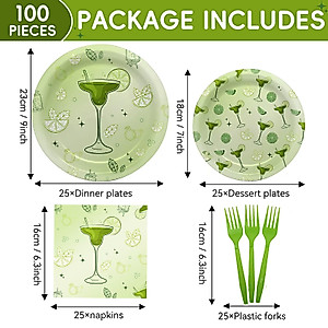 100 Pcs A Tiny Bit Older Decor Margs & Matrimony Bachelorette Party Decorations Martini Birthday Plates and Napkins Supplies for Carnival Fiesta Wedding Engagement Bridal Shower Favors for 25 Guests