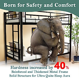 Cyranture Bunk Bed Twin Over Twin Size Convertible Bunkbed Metal Bunk Beds with Ladder & Guardrail Heavy Duty Beds Frame for Teens Adults Dorm Bedroom Guest Room, Black