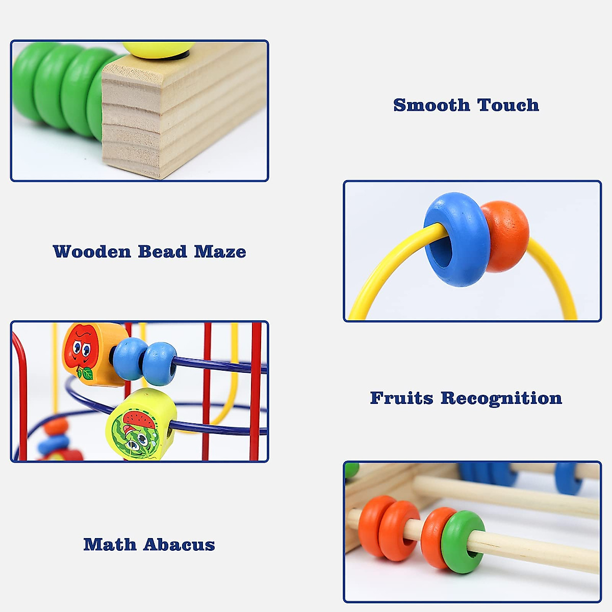 Fajiabao Bead Maze Toy Wooden Toddler Roller Coaster Abacus for Toddlers 1-3 Montessori Activity Cube for Kids First Birthday Gifts for Boys Girls 1 2 3 Years