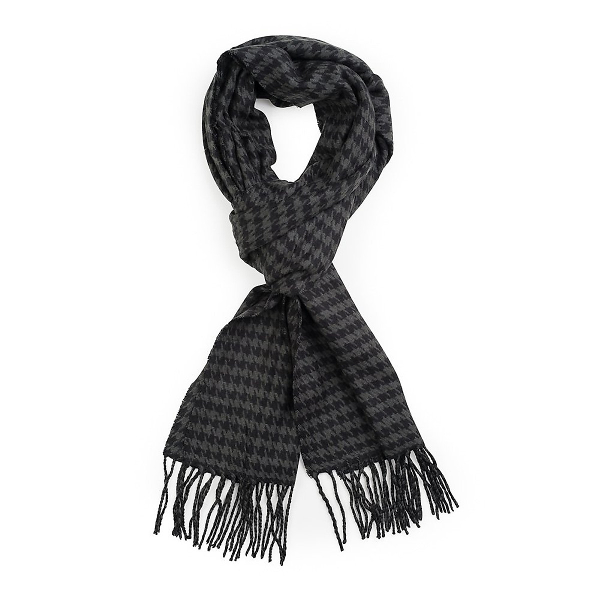Plum Feathers Super Soft Luxurious Cashmere Feel Winter Scarf (Grey Houndstooth)