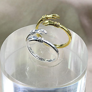 FLOGWE Valentines Day Gifts S925 Sterling Silver Hug Ring,Love Ring Always with You Engagement ring Wedding Anniversary Ring， Adjustable Ring Hugging Ring Birthday Surprise with Jewelry Box