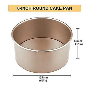 6 Inch Cake Pan Non-Stick Carbon Steel Deep Round Baking Pan with Removable Loose Bottom, Heavy Duty Deep Wall Bakeware Round Cake Pans, Quick Release Cake Molds for Baking Layer Cake, Cheese Cake
