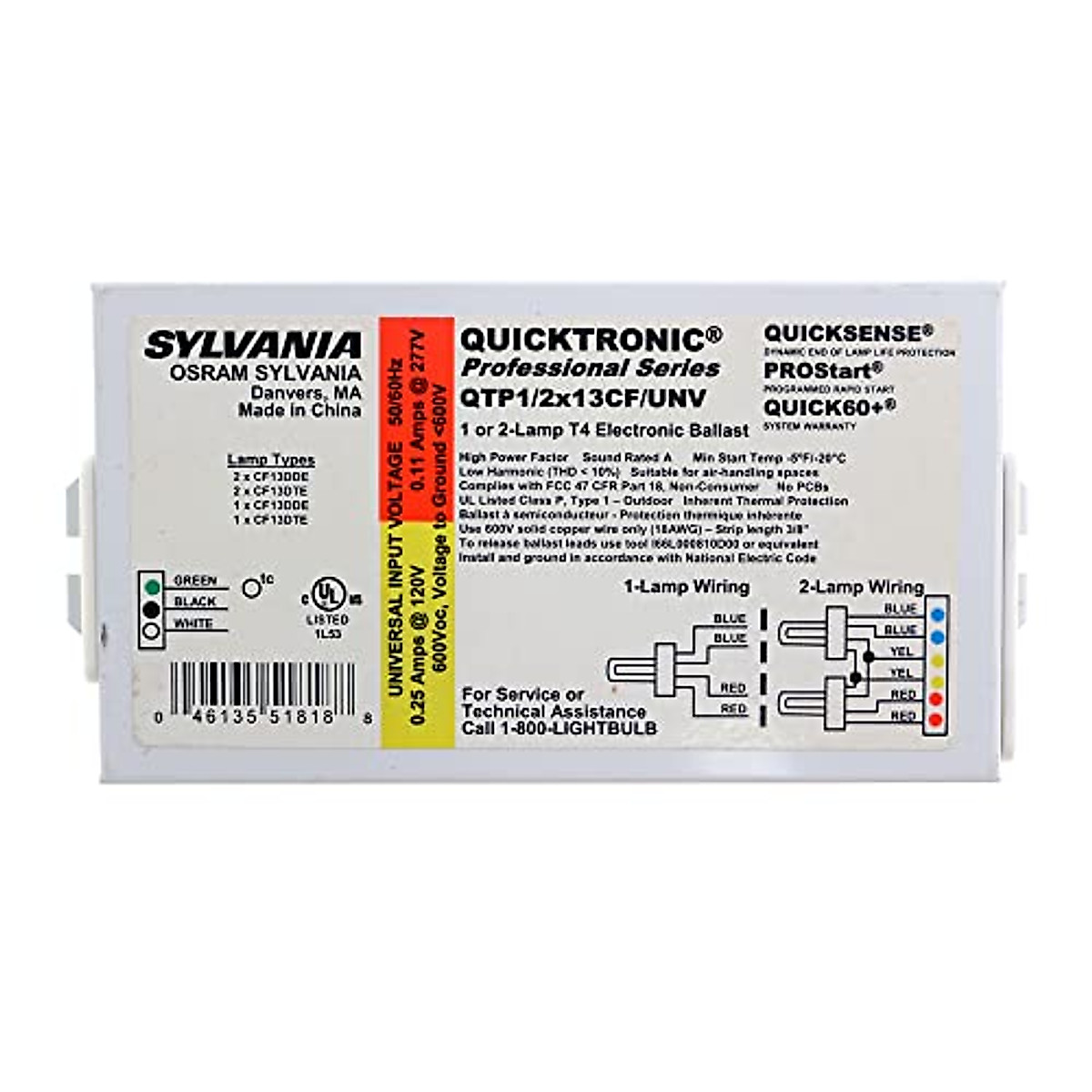 Sylvania 51818 - QTP1/2X13CF/UNV DM Compact Fluorescent Ballast