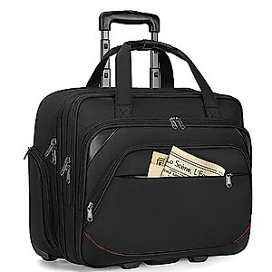 Rolling Laptop Bag Women Men Rolling Briefcase for Women with Wheels 17.3 Inch Rolling Computer Bags Laptop Case for Work Travel Business Laptop Roller Bag Overnight with RFID Pockets Carry on, Black