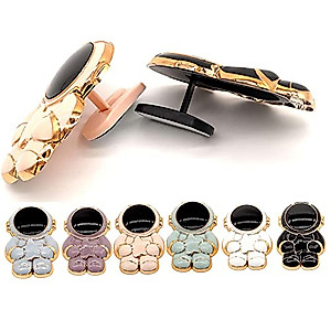 QUS Phone Grip Handle, Cute 3D Plating Astronaut Hidden Phone Stand Finger Clip Holder Foldable Compatible with All Phones, Black, One-size