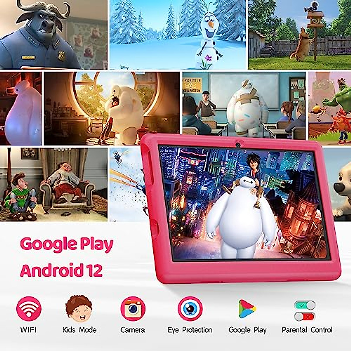 ANYWAY.GO Kids Tablet 10 inch Tablet for Kids Android 12 Tablet 2GB 32GB Children Learning Tablet, Parent Controls, Kidoz Pre-Installed Bluetooth WiFi Tablet Kids with Shock-Proof Case
