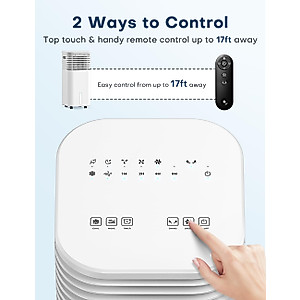 CENSTECH 4-IN-1 Portable Air Conditioners, Evaporative Air Cooler w/4 Modes & 3 Speeds, 15H Timer for Smart Auto-off, 2-Gal Tank for 20H Cooling,17FT Remote,No Hose Needed,120°Oscillating Swamp Cooler