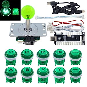 SJ@JX Arcade Game LED DIY Kit Mechanical Keyboard Switch Arcade LED Button LED Joystick Controller Zero Delay USB Encoder for PC MAME Retropie JAMMA