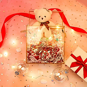 Zwish 150 Grams Red & White Crinkle Cut Paper Shred Filler Metallic Iridescent Gift Boxes Filler Gift Wrapping Gift Basket Filler for Gift Wrapping & Basket Filling-Red & White