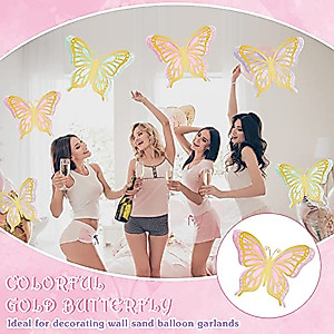 Estune 15 Pcs 3D Large Butterfly Wall Decor Gold Butterfly Decorations Paper Butterfly Wall Stickers for Girls Kids Birthday Wedding Baby Shower Party Nursery Room Classroom Bedroom Decor 2 Size