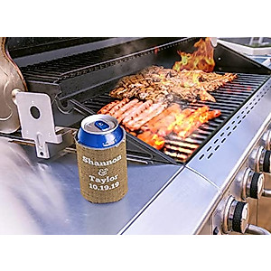 To Have and to Hold Custom Name Wedding Coolie 48-pack Custom Can Coolie Coolies Simulated Burlap