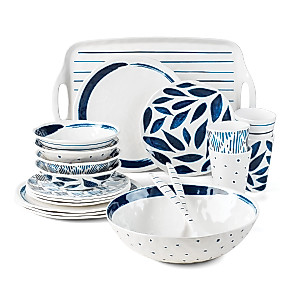 Lenox Blue Bay Melamine 20-Piece Dinnerware Set, 13.35 LB, 0