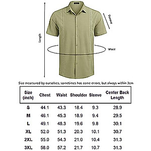 COOFANDY Men's Casual Dress Shirt Solid Short Sleeve Button Up Summer Shirts Cuban Shirt## Light Green