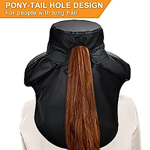 Audoyon Fishing Hat - Sun Hat for Women & Men - UV Protection Ponytails Hat, Wide-Brimmed Hats with Face & Neck Flap (Black)