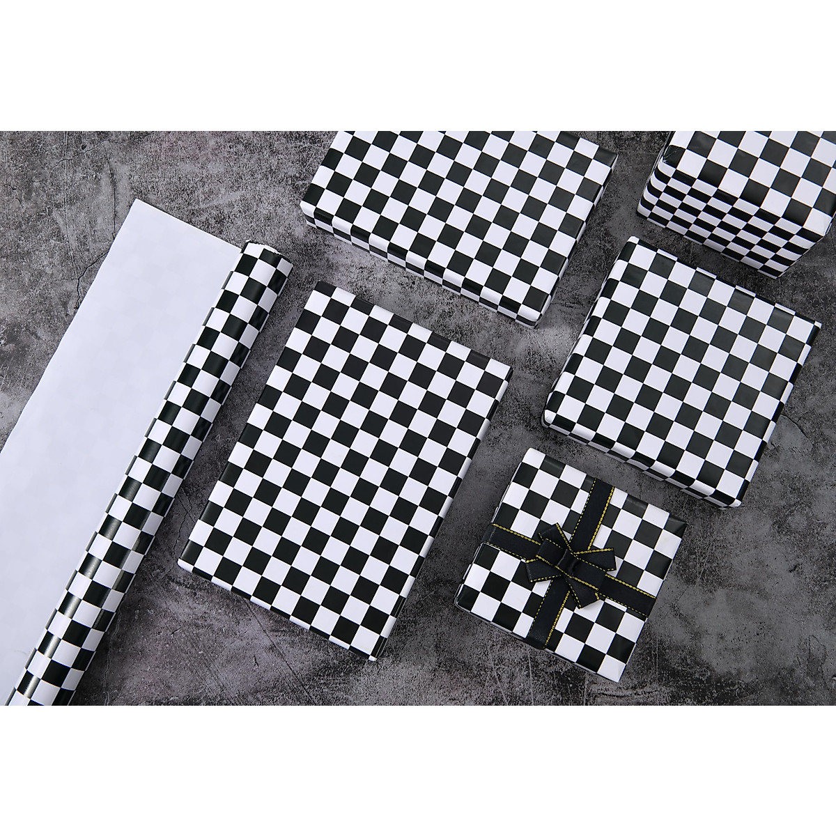 Titiweet Checkered Flag Wrapping Paper Roll- Mini Roll 17 Inches X 33 Feet - Race Car Wrapping Paper for Boys Girls, Cars Wrapping Paper for Birthday Christmas Holiday(Checkered Flag)