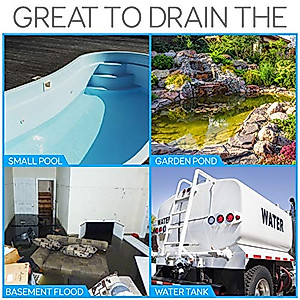 SereneLife Submersible Sump Pump for Pool Draining 400W 1/2HP 1981GPH Bonus 2 Fitting Attachments for USA Garden and Flat Hose, Clean Dirty Water, Auto Float Switch Garden, Yard, Swimming, Tub, Pond