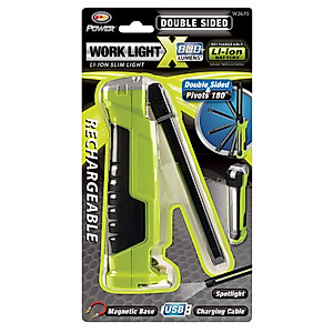 Performance Tool W2670 Double Sided Pivoting Light Bar with 800+ Lumens, Magnetic Base and Rechargeable Battery for Hands-Free Use in Confined Areas