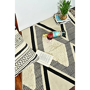 HOMEMONDE Boho Tufted Area Rug 2x4.3 ft Cotton Shaggy Geometric Runner Rugs with Tassels for Kitchen, Bedrooms and Living Room