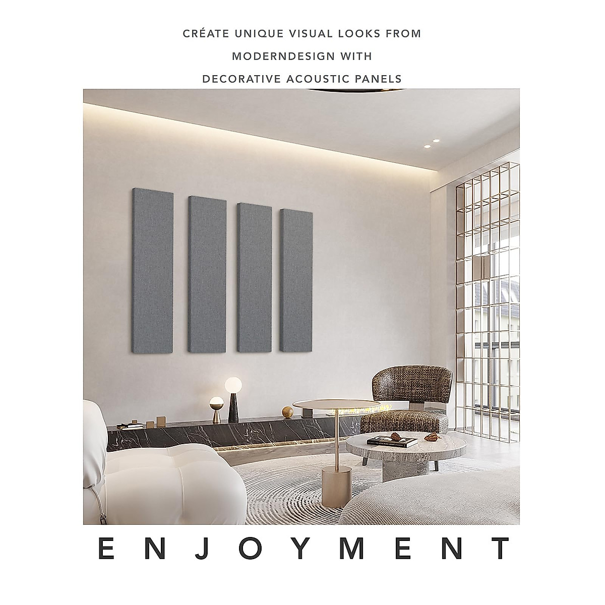 Olanglab Fabric Acoustic Panels, 2 Pack Fabric Wrapped Panel Acoustical Soundproof Wall Panels Sound Absorbing,Sound Absorbing Panels for Studio Acoustic Treatment (Dark Grey, 48x12 in)