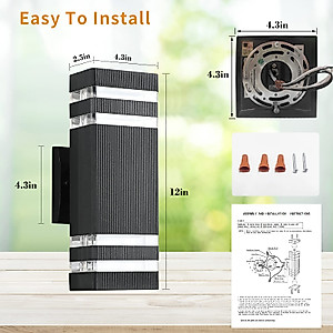 tewei LED Square Up and Down Lights Outdoor Wall Mount Light,14W IP65 3000K 1100LM Warm White, Modern Fixtures Aluminum Waterproof Exterior Lamps for Front Porch Patio Garage