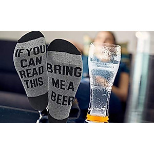 Mens Novelty Socks If You Can Read This Bring A Beer Sock Funny Birthday Gifts for Him (Grey)