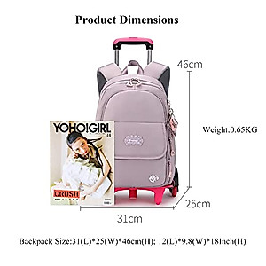 Mfikaryi Rolling Backpack for Girls Rolling Backpack for Kids Elementary Students with Wheel Travel Schoolbag