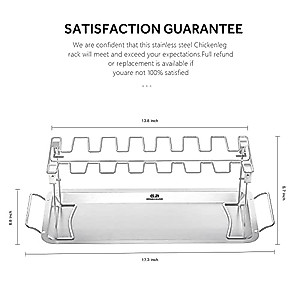 G.a HOMEFAVOR Chicken Leg Wing Rack 14 Slots Stainless Steel Metal Roaster Stand with Drip Tray for Smoker Grill or Oven, Dishwasher Safe, Non-Stick, Great for BBQ, Picnic