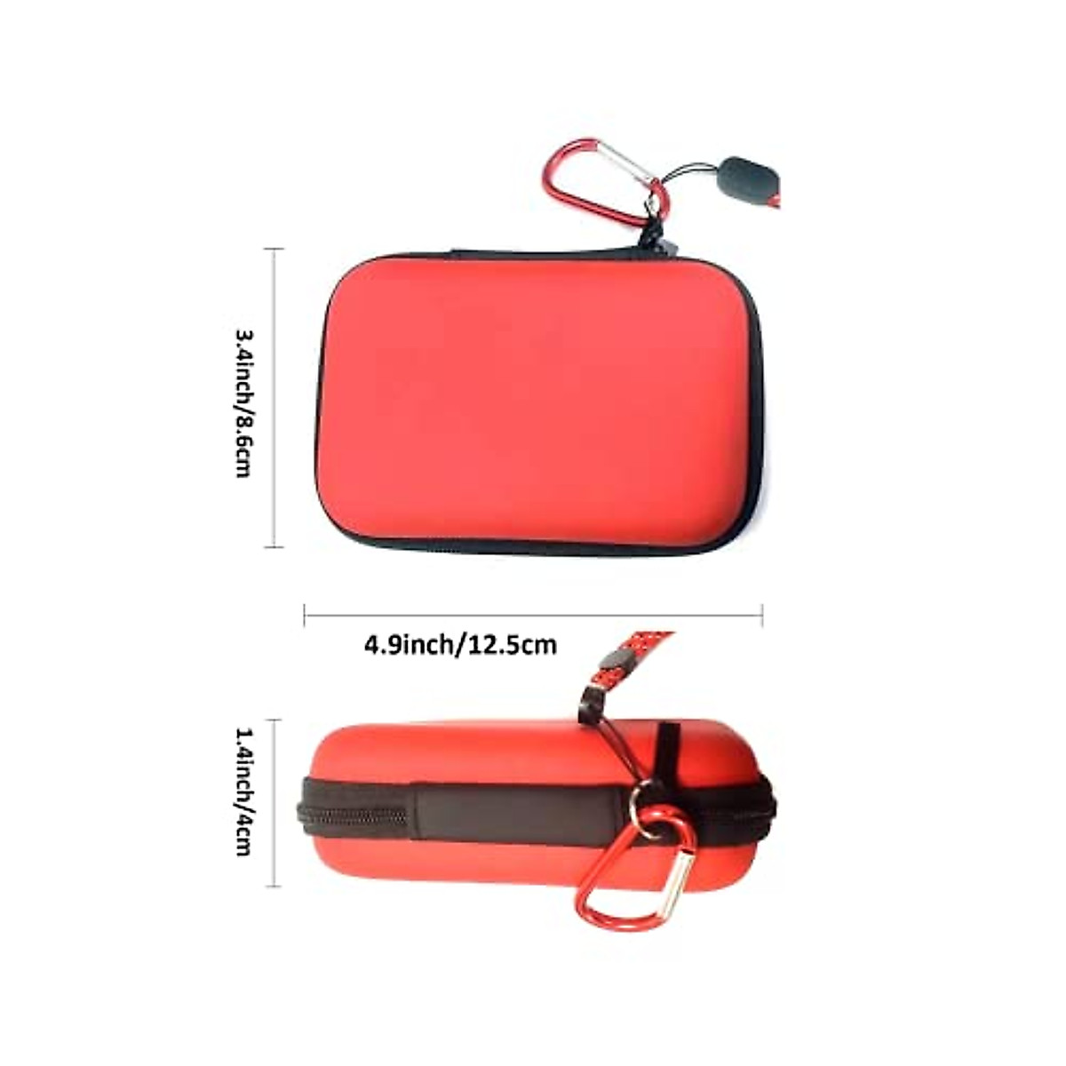 (Only Case) 510 thread charger Storage Case, Carrying Battery Bag Pen case Small Travel case, Organizer Pouch with Carabiner, for Battery pen style Pods- USB disk pen thread Battery Storage Case. Red