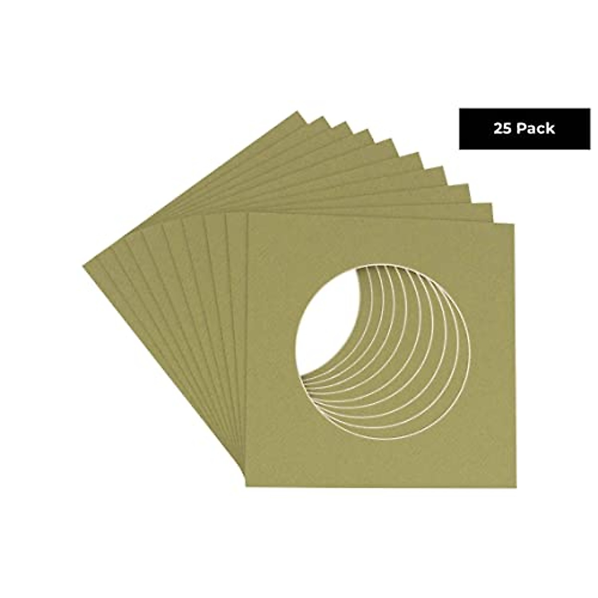 CountryArtHouse Valley Green Acid Free 14x14 Circle Picture Frame Mat with White Core Bevel Cut for 10x10 Pictures - Fits 14x14 Frame - Pack of 25 Matboards