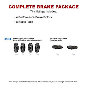 R1 Concepts Front Rear Brakes and Rotors Kit |Front Rear Brake Pads| Brake Rotors and Pads| Ceramic Brake Pads and Rotors |fits 2003-2011 Honda Element
