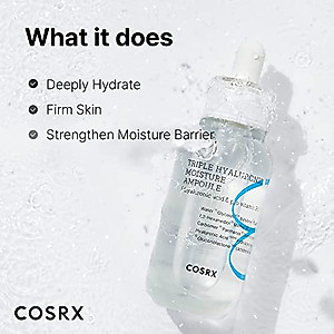 COSRX Hydrium Triple Hyaluronic Moisture Ampoule, 40ml / 1.35 fl.oz | Hyaluronic Acid Viscous Serum | Korean Skin Care, Animal Testing Free, Paraben Free
