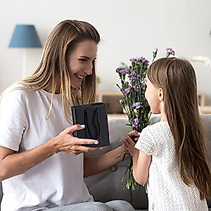 Sdootjewelry Small Black Gift Bags, 25 Packs Kraft Bags with Handles, 5.1''×2.4''×7.5'' Matte Wrapping Bags, Bags for Small Business, Retail and Shopping