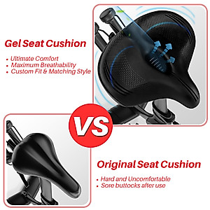 Oversized Bike Seat for Peloton Bike & Bike+, Comfort Seat Cushion Compatible with Peloton, Road or Exercise Bikes, Bicycle Wide Saddle Replacement for Men and Women, Black