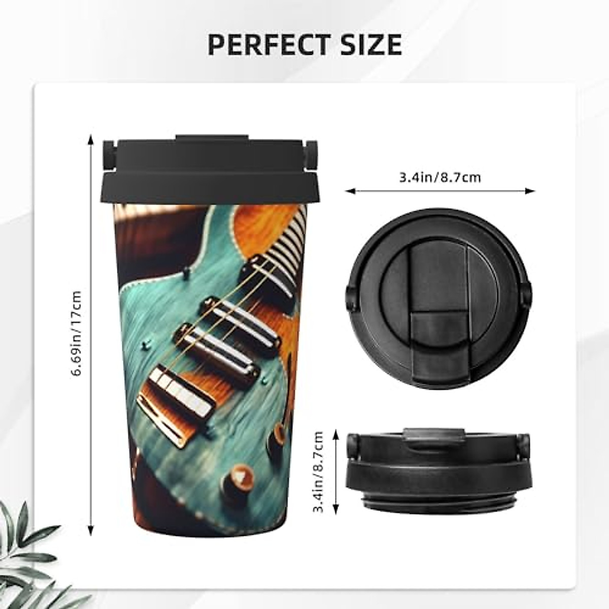 WANGZHAO Musical Guitar patterns Print Double Wall Stainless Steel Vacuum Insulated Tumbler Cup Home Thermal Cup