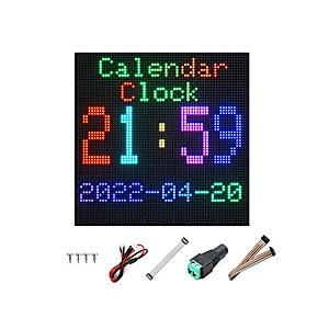 Waveshare RGB Full-Color LED Matrix Panel 3mm Pitch 64×64 Pixels 4096 Individual RGB LEDs Adjustable Brightness Compatible with Raspberry Pi