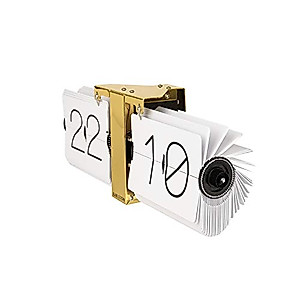 Karlsson Flip Clock No Case White, Brass Stand, Steel, 8.5 x 36 x 14 cm