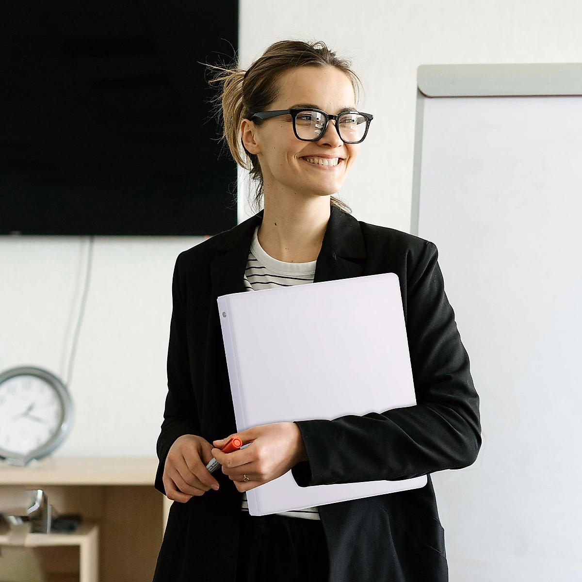 COMIX Sturdy 3 Ring Binder 0.5 inch with Clear View Cover, 1/2" Round Ring View Binder, PVC-Free, 100 Sheets Capacity of US Letter Size Paper, Office ＆ School Supplies, 12 Pack (White)